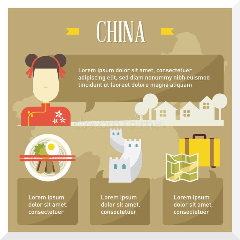 China Travel Infographic. Vector Illustration Decorative Design Stock ...
