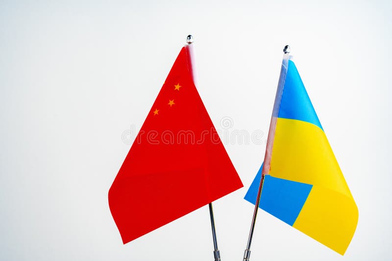 China and Ukraine Flags on Negotiation Table Stock Image - Image of ...