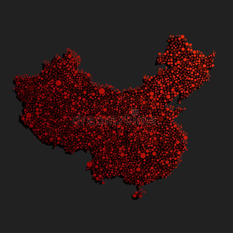 China - Vector Country Map Made of Red Dots Stock Vector - Illustration ...