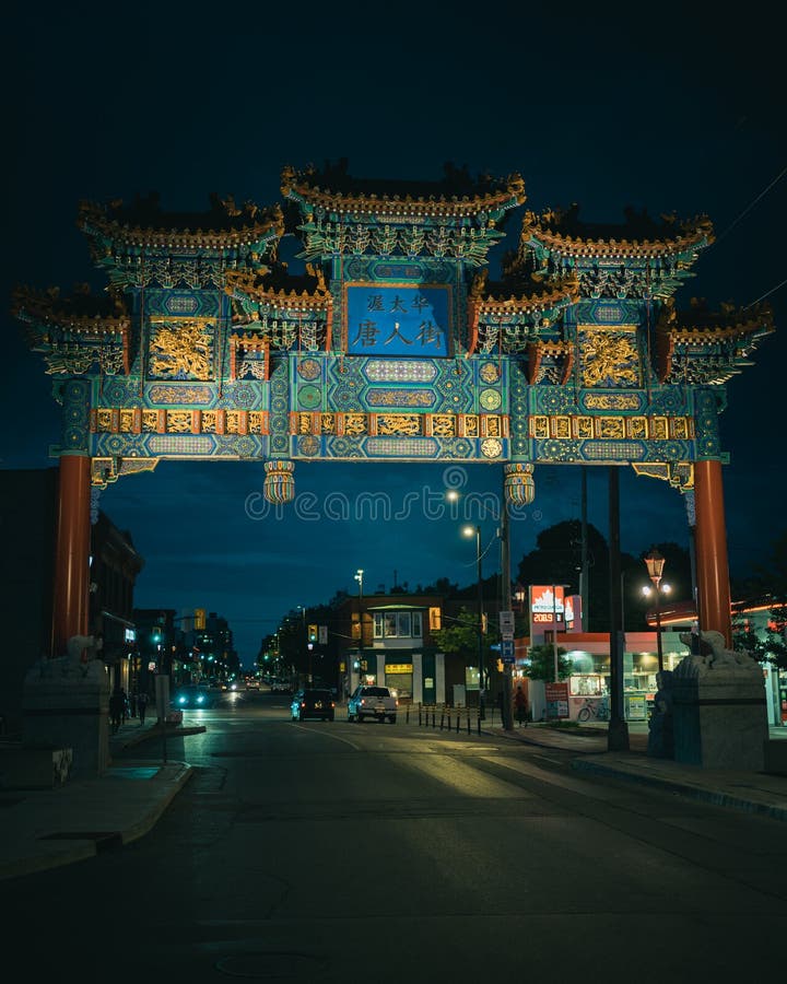 Chinatown Gate at Night, Ottawa, Ontario, Canada Editorial Stock Photo ...