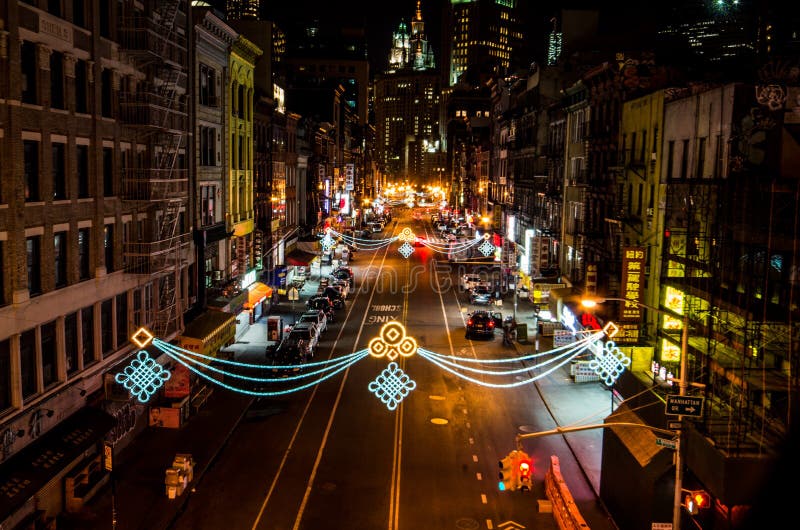 Manhattan Chinatown At Night Editorial Photography - Image of angle ...