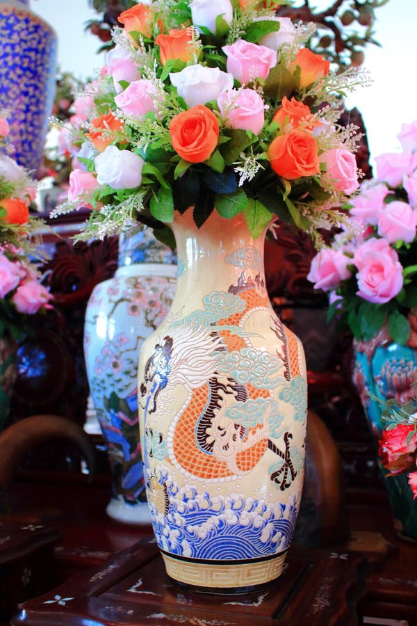 Beautiful Chinaware Bowls Decorated on the Wall of Church at Wat Ban ...