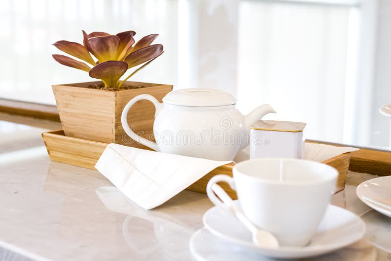 Chinaware tea set stock photo. Image of saucer, pottery - 57536500