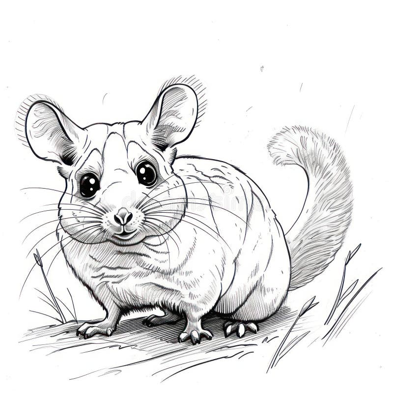 Chinchilla Drawing Coloring Book Page Stock Illustration - Illustration ...