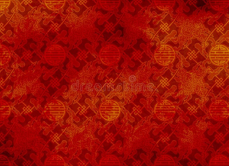 Chinees Rood Geweven Patroon In Filigraan Stock Illustratie ...
