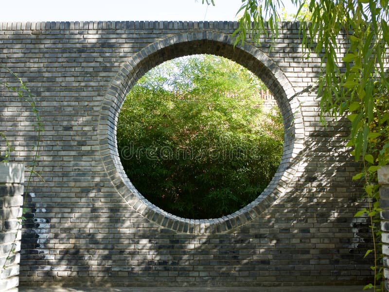 Chines style moon gate stock image. Image of lake, autumn - 61679995