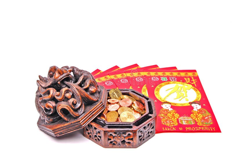 Red Pocket & Candy Box - Chinese New Year Element Stock Photo - Image ...
