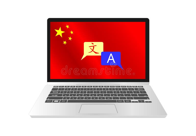 Learn Chinese Language Online on Laptop Stock Illustration ...