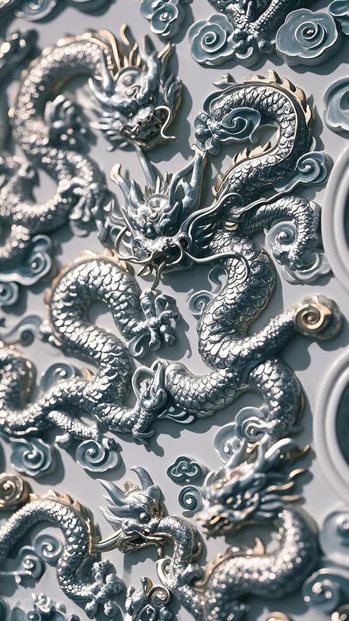 Chinese Aesthetics, Dragon Pattern Stock Illustration - Illustration of ...