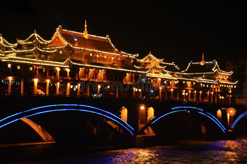 Night Of Ancient Chinese Architecture Stock Photo - Image of night ...