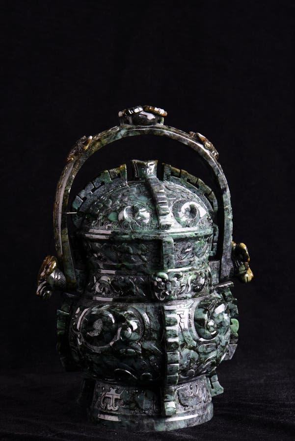 Chinese Ancient Jade Carving Art Stock Image - Image of feitsui, object ...