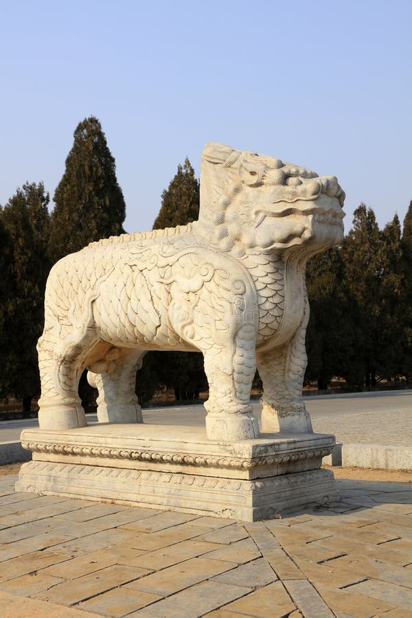 Chinese Ancient Kylin Sculptures Stock Photo - Image of architecture ...