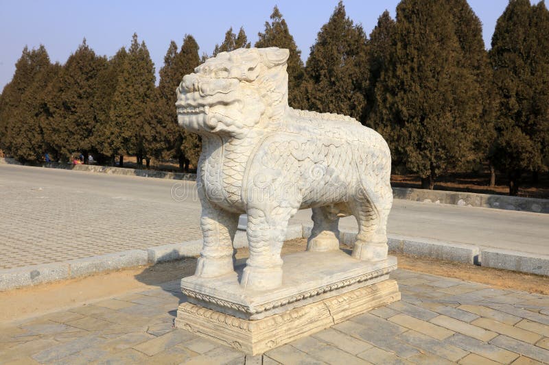 Chinese Ancient Kylin Sculptures Stock Photo - Image of mottled ...