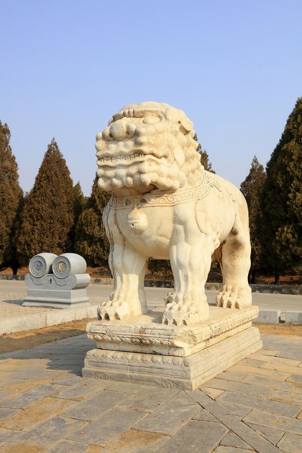 Chinese Ancient Lion Sculptures Stock Image - Image of antique, lion ...