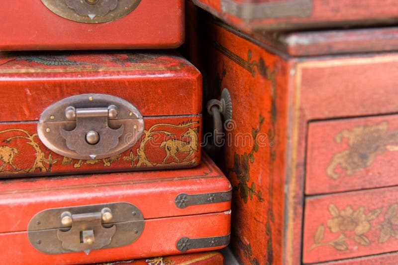 Chinese Antique Boxes stock image. Image of lacquer, souvenir - 5196215