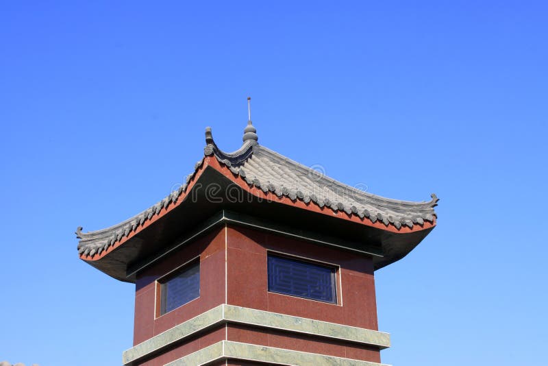 Chinese Architectural Style Tower Under Blue Sky Stock Image - Image of ...