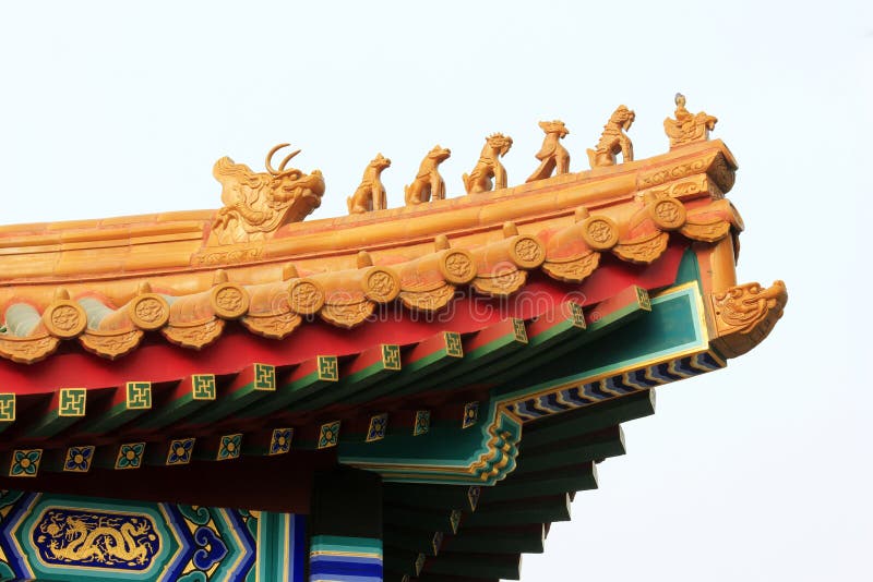 Chinese Architecture Style Glazed Tile Eaves Stock Image - Image of ...