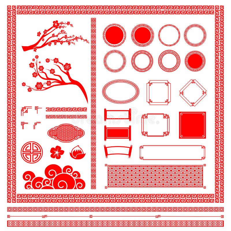 Chinese Art Design Element Modern Style Set 001 Stock Vector ...