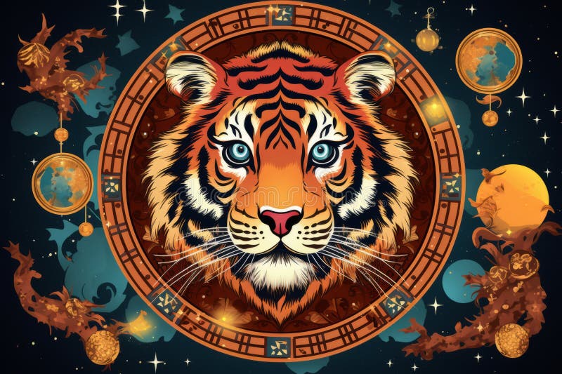 Chinese Astrology Chart Featuring the Tiger Sign Stock Illustration ...