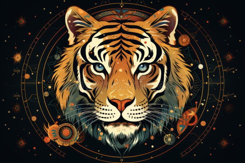 Chinese Astrology Chart Featuring the Tiger Sign Stock Illustration ...