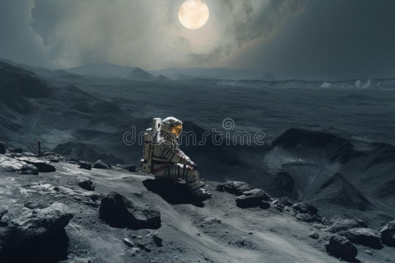 Chinese Astronaut Moon. Generate Ai Stock Illustration - Illustration ...