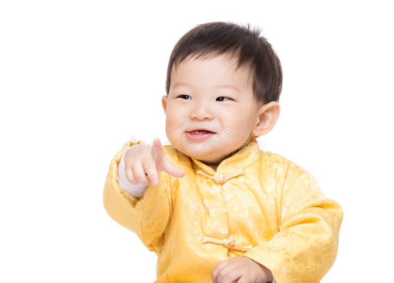 Chinese Baby Boy Finger Point Front Stock Photo - Image of chuckle ...