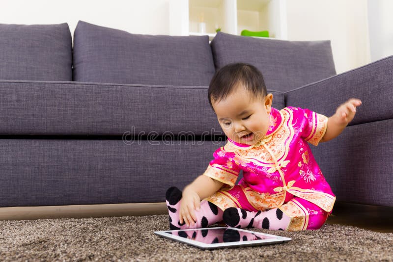 Child or Preschooler Using a Tablet Stock Image - Image of caucasian ...