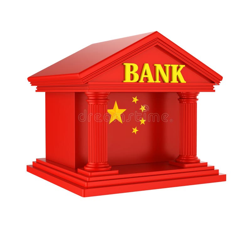 Chinese Bank Building Isolated Stock Illustration - Illustration of ...