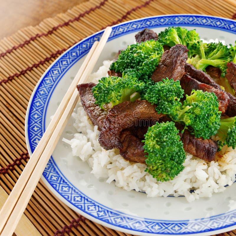 Chinese Beef and Broccoli on Rice Stock Photo - Image of chop ...