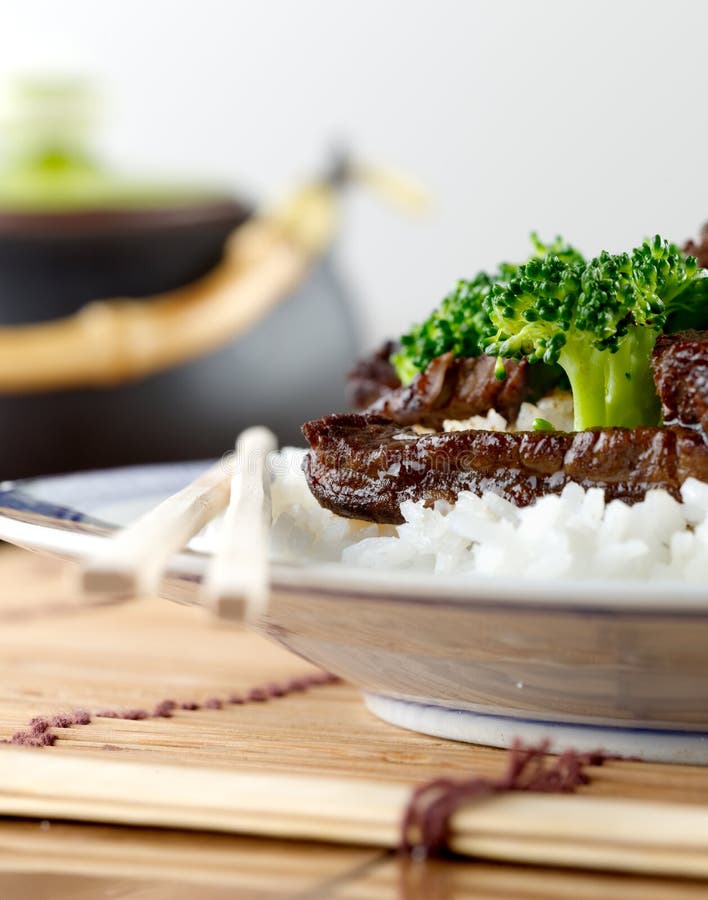 Chinese Beef and Broccoli on Rice Stock Photo - Image of chopped, fresh ...