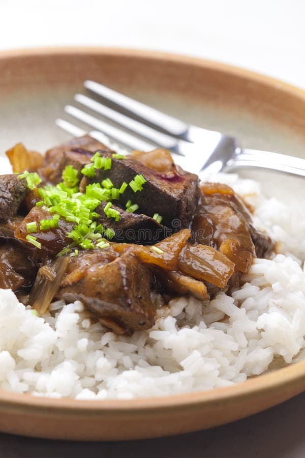 Chinese Beef Meat with Soy Sauce Served with Rice Stock Image - Image ...