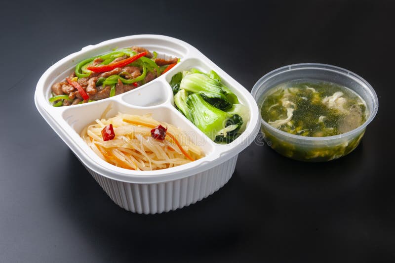 Chinese Lunch Set Menu stock photo. Image of bowls, broccoli - 112715418
