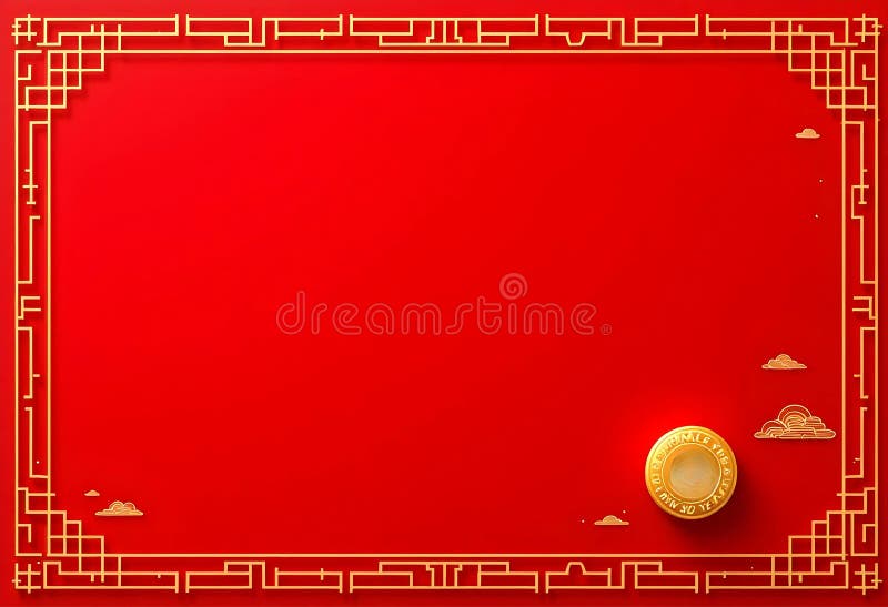 Elegant Red Background with Gold Chinese Border and Decor by AI ...