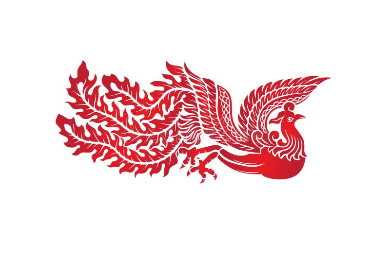 Traditional Red Chinese Phoenix Bird on a White Background Stock ...