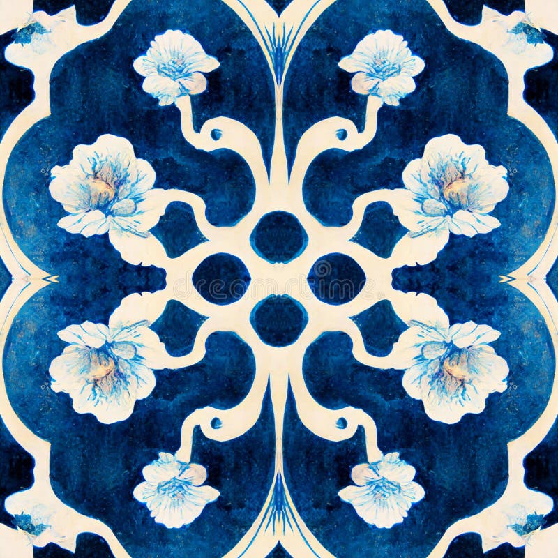 Chinese Blue Seamless Pattern Stock Illustration - Illustration of ...