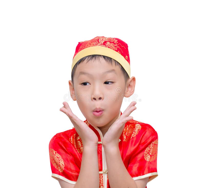 Chinese Boy in Traditional Costume Stock Photo - Image of isolated ...