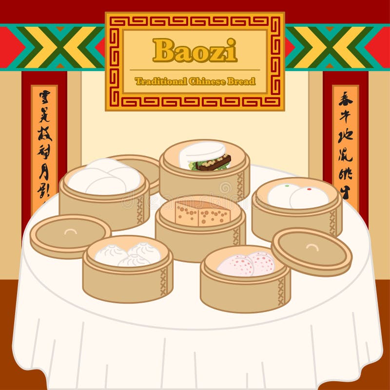 Chinese Bread Bao with Bamboo Steamer in Chinese Restaurant Stock ...