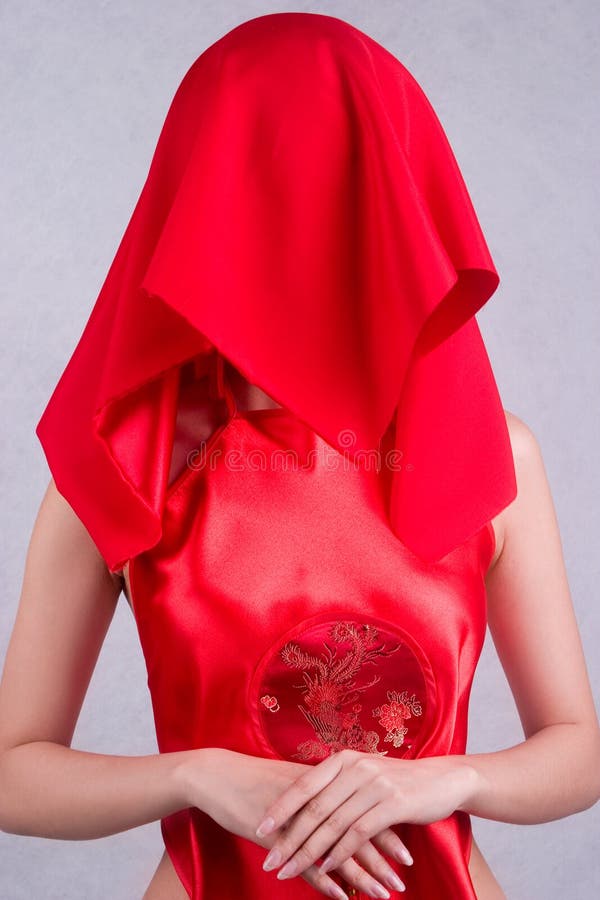 Chinese Bride with Red Veil Stock Image - Image of asian, color: 7663297