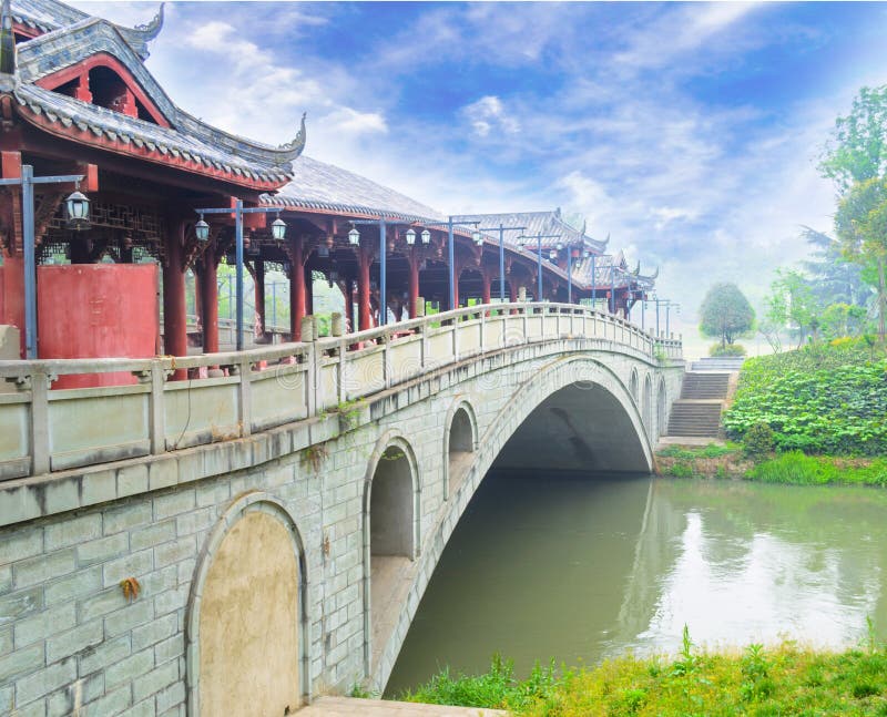 Chinese bridge stock image. Image of pavilion, ancient - 30567317
