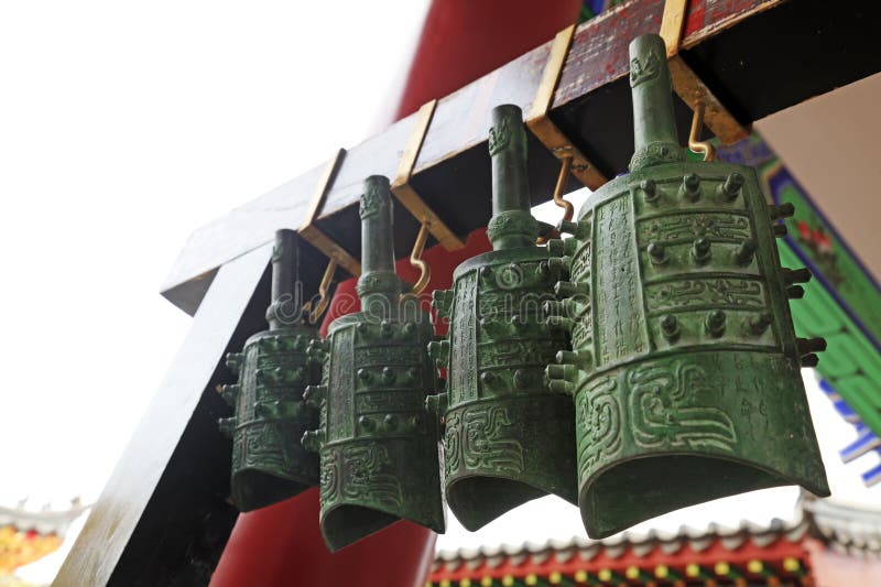Chinese bronze bells stock image. Image of erosion, mottled - 378273827