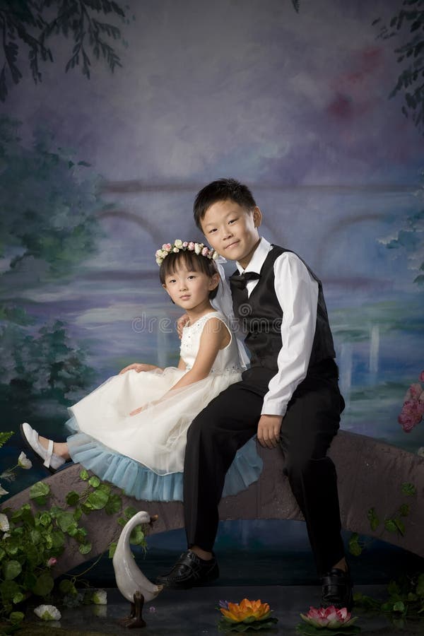 Chinese brother and sister stock photo. Image of faces - 11059520