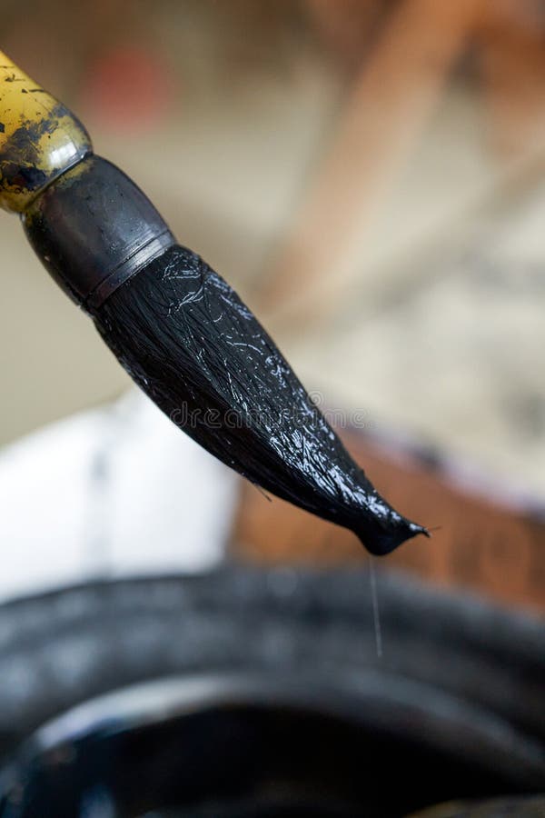 A Chinese Brush Tip Full of Ink Stock Photo - Image of brown, chinese ...