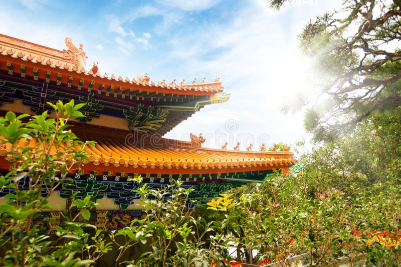 Chinese Buddhist Monastery in the Mountains. Stock Image - Image of ...