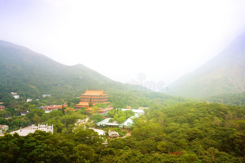 Chinese Buddhist Monastery in the Mountains. Stock Photo - Image of ...