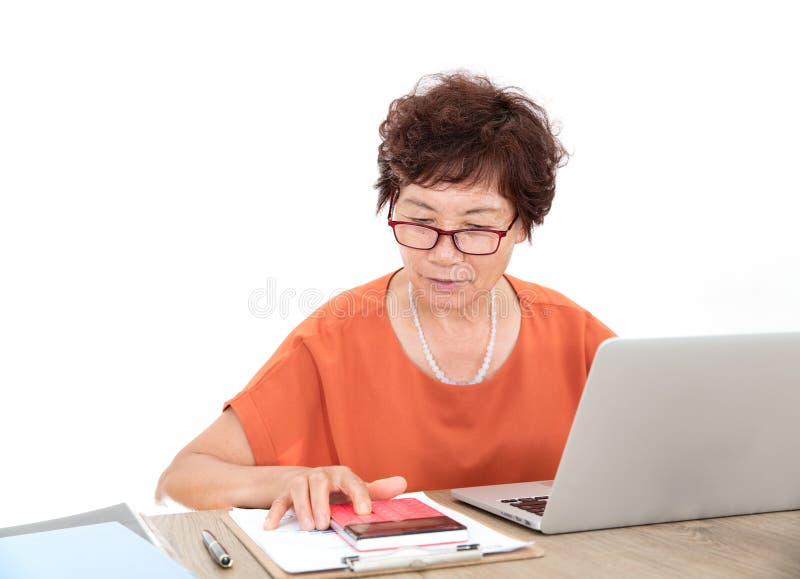 Chinese Business Elderly Women are Working Hard Stock Image - Image of ...