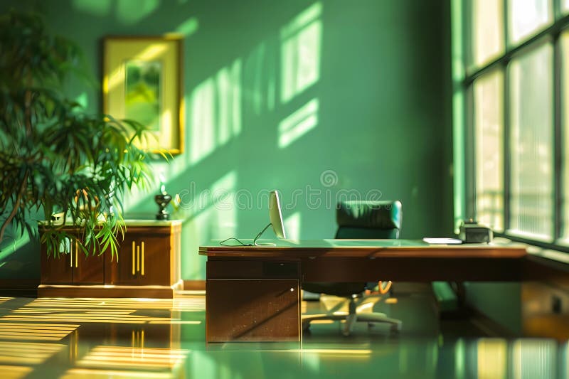 Chinese Business Office with Green Walls Stock Illustration ...
