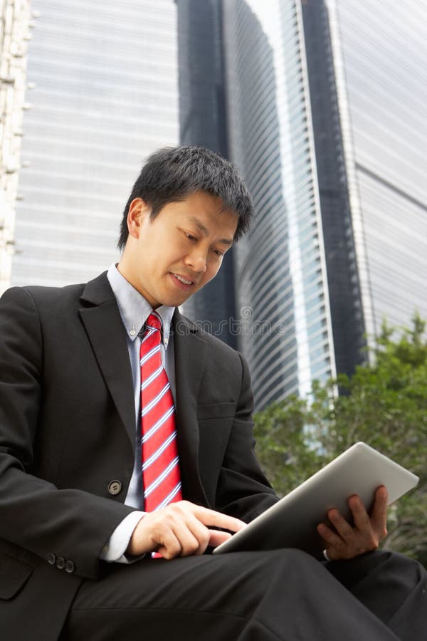 Worker Using Tablet Computer in Distribution Warehouse Stock Image ...