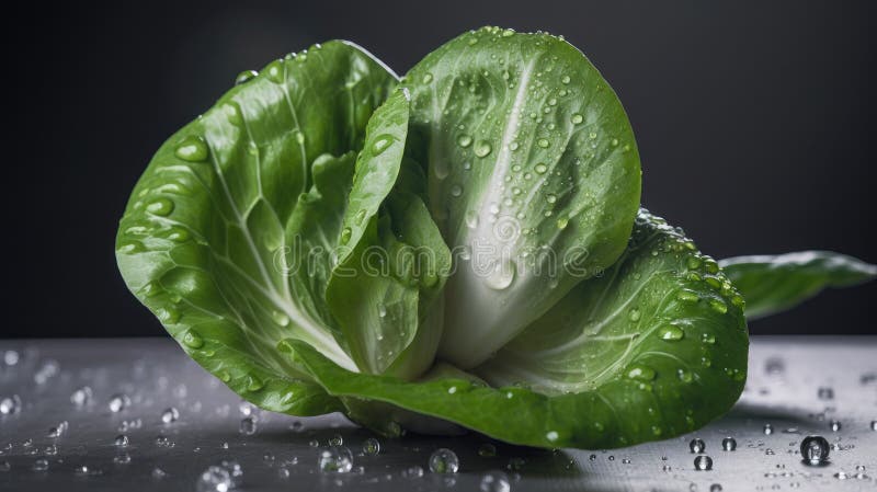 Chinese Cabbage on a Black Background with Water Drops, Close-up Stock ...