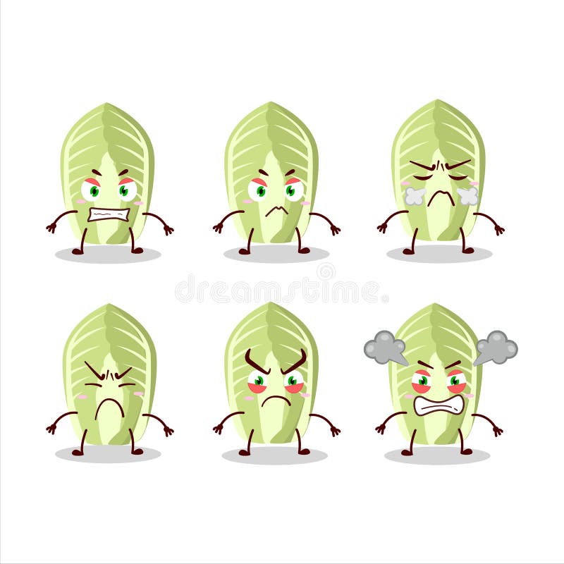 Chinese Cabbage Cartoon Character with Various Angry Expressions Stock ...