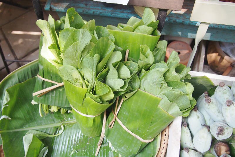 Chinese Cabbage Cover with Banana Leaves Stock Image - Image of chinese ...